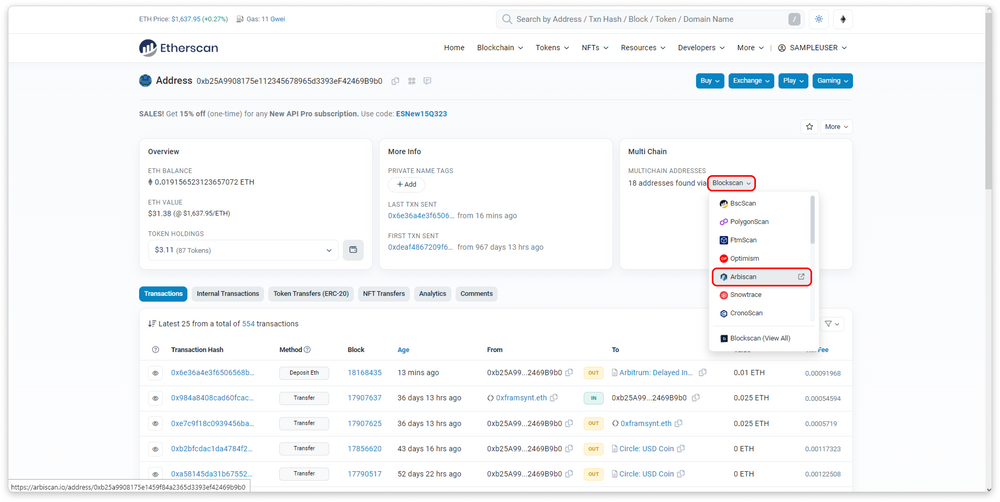 Etherscan Information Center | 4. Bridge your first ETH